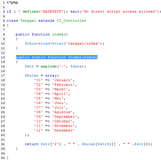 Membuat Tanggal Indonesia Di Codeigniter 6422